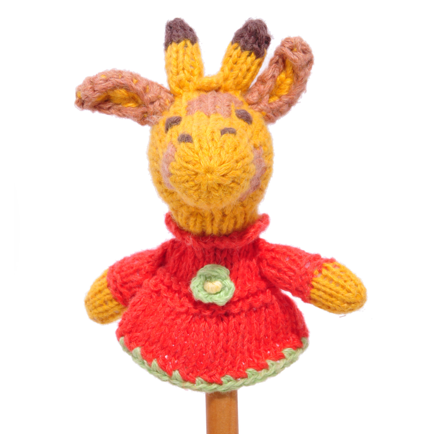 Giraffe Finger Puppet in Red Flower Dress – ChunkiChilli