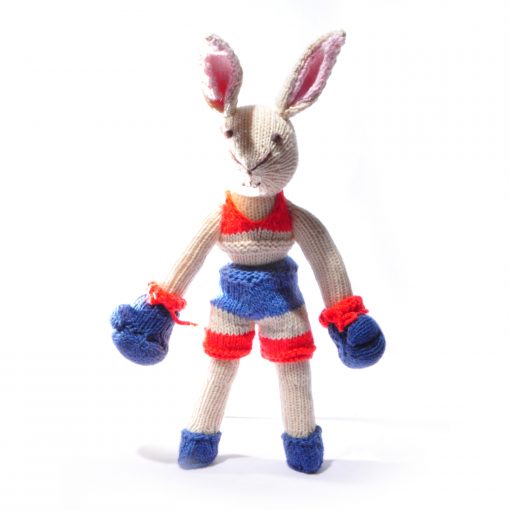Soft Toy Rabbit in Changeable Kickboxing Outfit – Red/Blue – ChunkiChilli