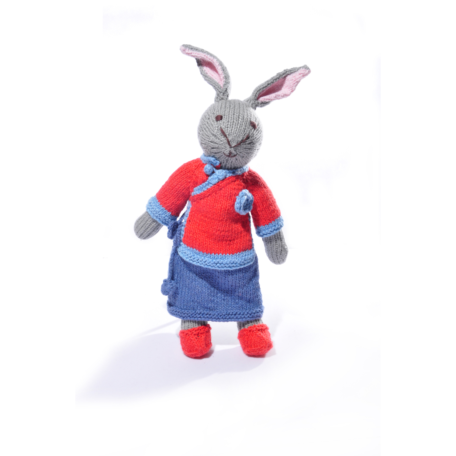 Organic Cotton Rabbit Soft Toy in Red/Blue Chinese Outfit – ChunkiChilli