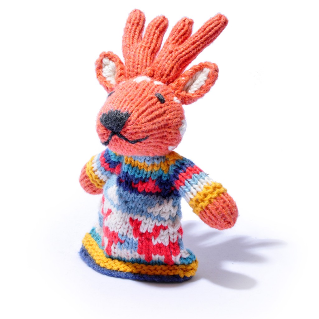 Organic Cotton Reindeer Toddler Finger Puppet in Reindeer Top ...